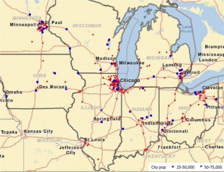 Downtown Business Mix Analysis: Midwest Cities with Population between ...